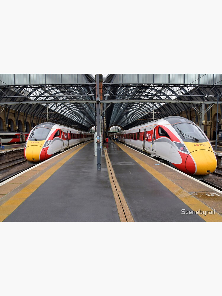 "LNER Azuma trains at Kings Cross" Sticker for Sale by Scenebyrail ...