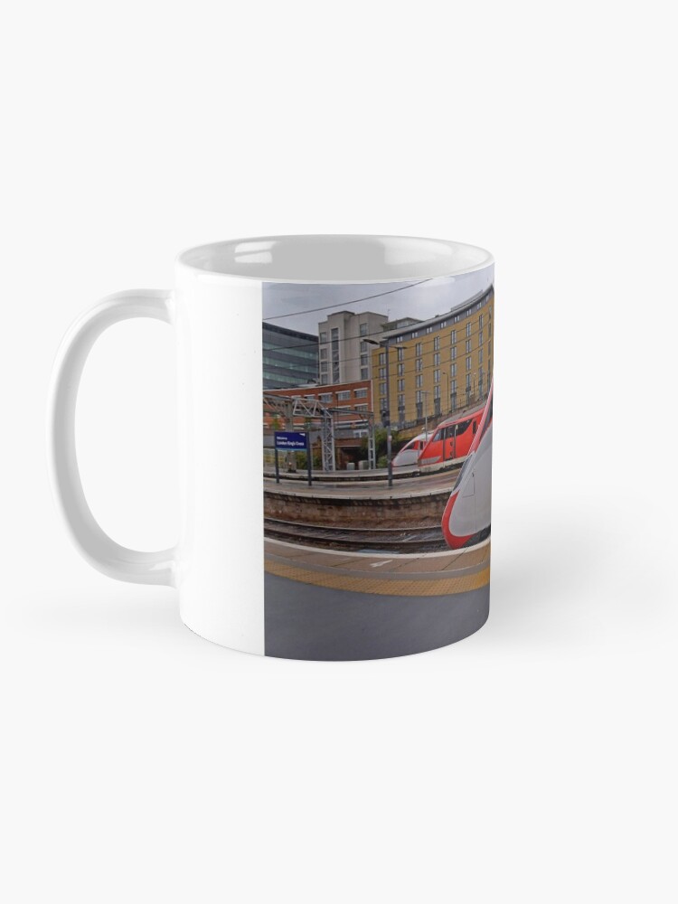 "LNER Azuma trains with a class 91 loco at Kings Cross" Coffee Mug for ...
