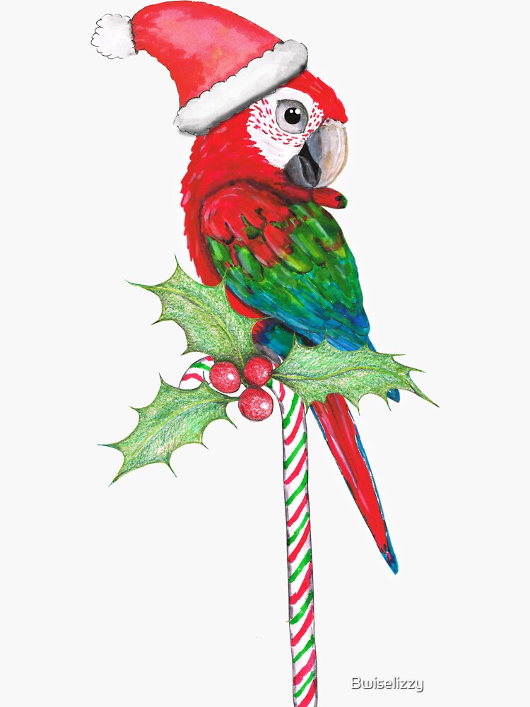 "Green wing macaw Christmas style" Sticker for Sale by Bwiselizzy ...