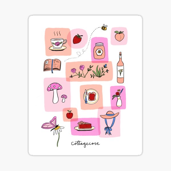 "Cottagecore aesthetic elements | Pink " Sticker by alfrescotree ...