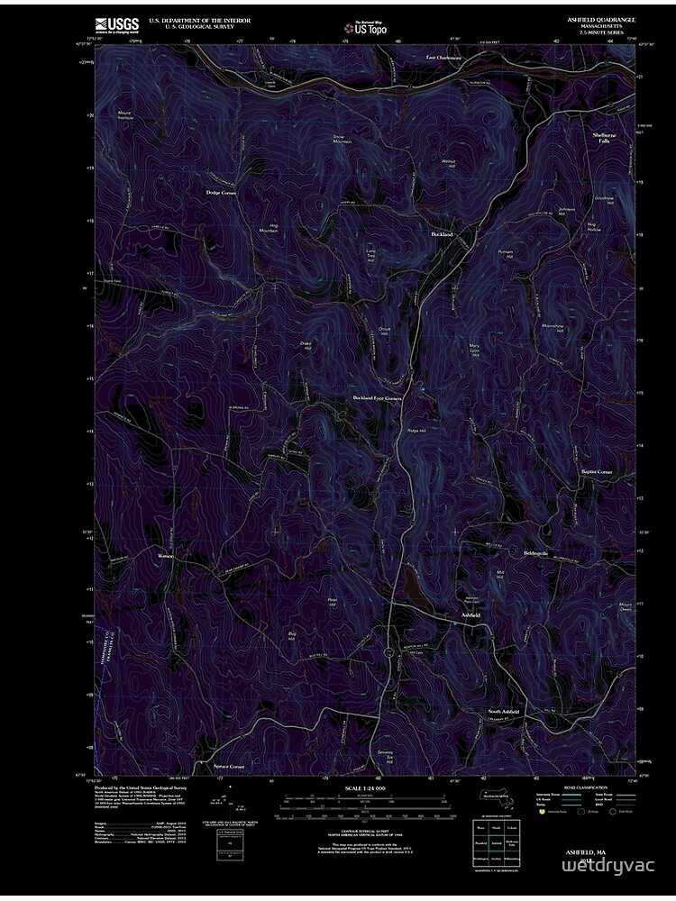 Massachusetts USGS Historical Topo Map MA Ashfield 20120527 TM Inverted ...