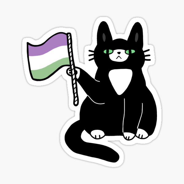 "Genderqueer Pride Cat" Sticker for Sale by drawnbyali | Redbubble