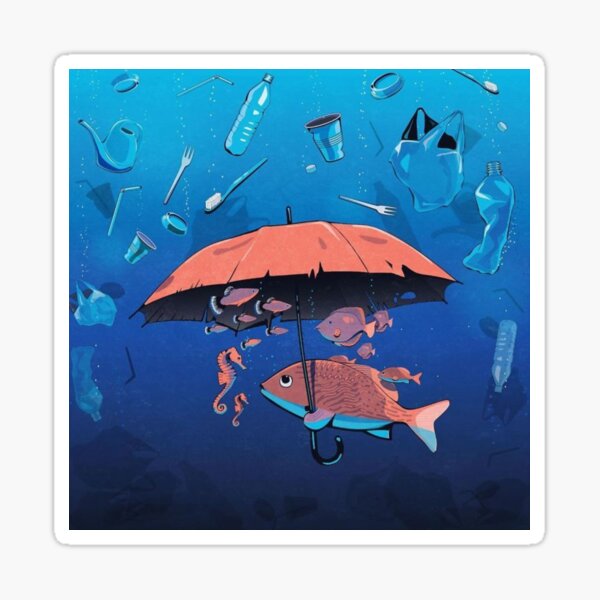 "Fish with ocean waste" Sticker for Sale by simplysassy | Redbubble