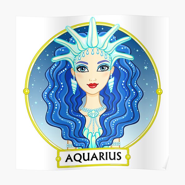 "Zodiac sign Aquarius. Fantastic princess, animation portrait ...
