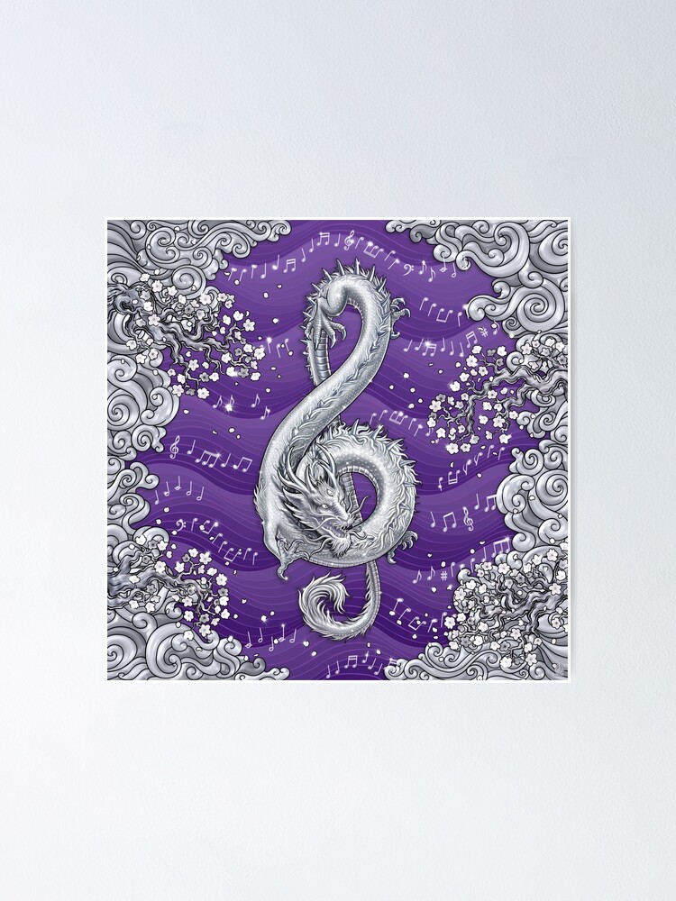 "Treble Clef - Music Dragon - White & Purple" Poster by AbysmInternal ...