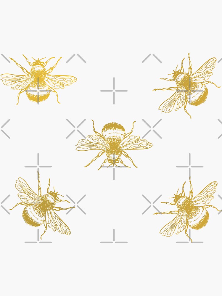 "Golden Bees" Sticker by ladybugswall | Redbubble