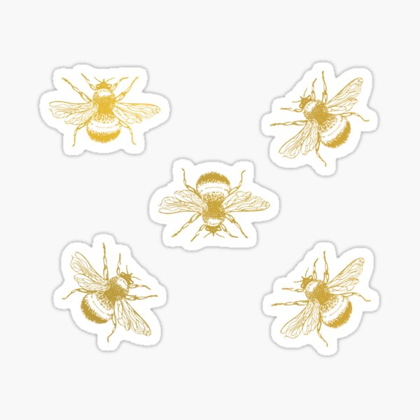 "Golden Bees" Sticker by ladybugswall | Redbubble