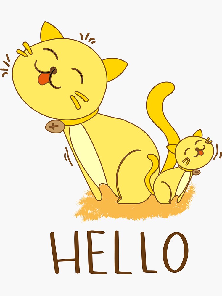 "HELLO CAT ,funny cat t-shirt for men and women" Sticker for Sale by ...