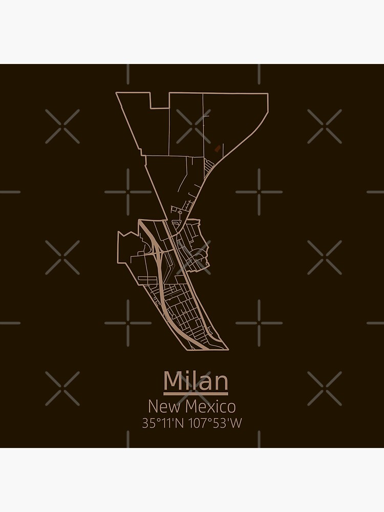 Milan, New Mexico Road Map Art - Earth Tones City Limits Style Premium ...
