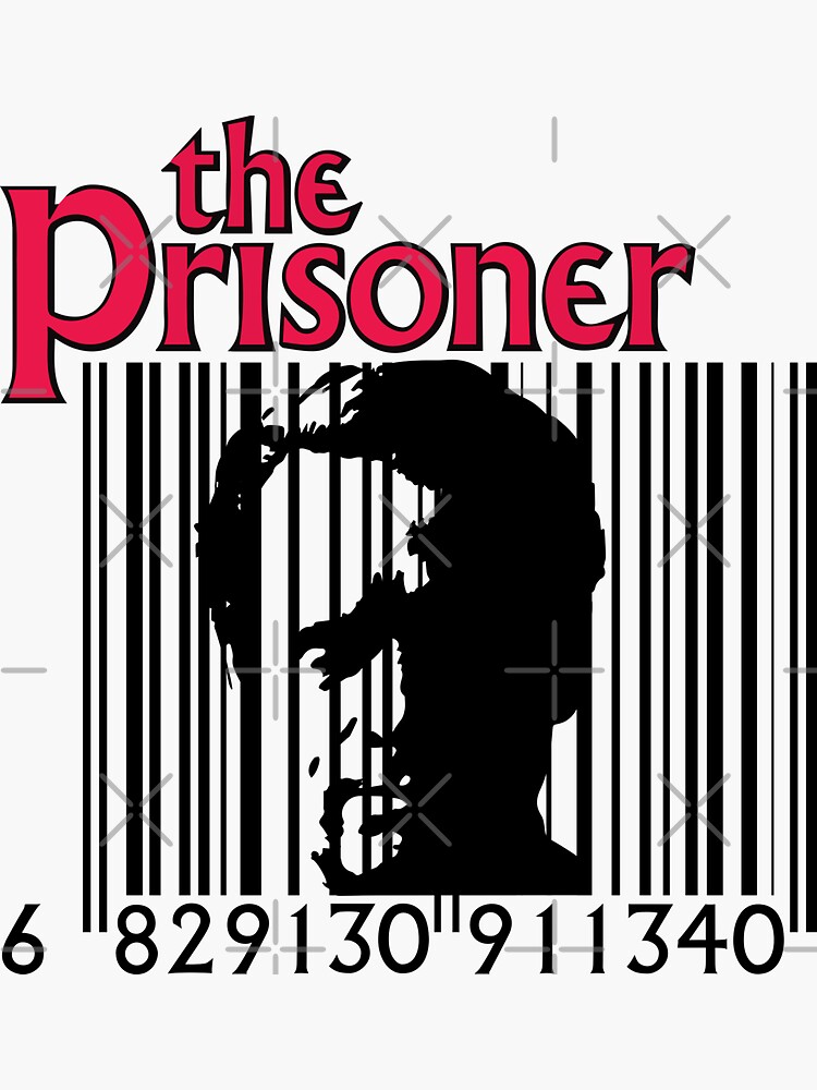 "The Prisoner logo with face looking through a barcode." Sticker for ...
