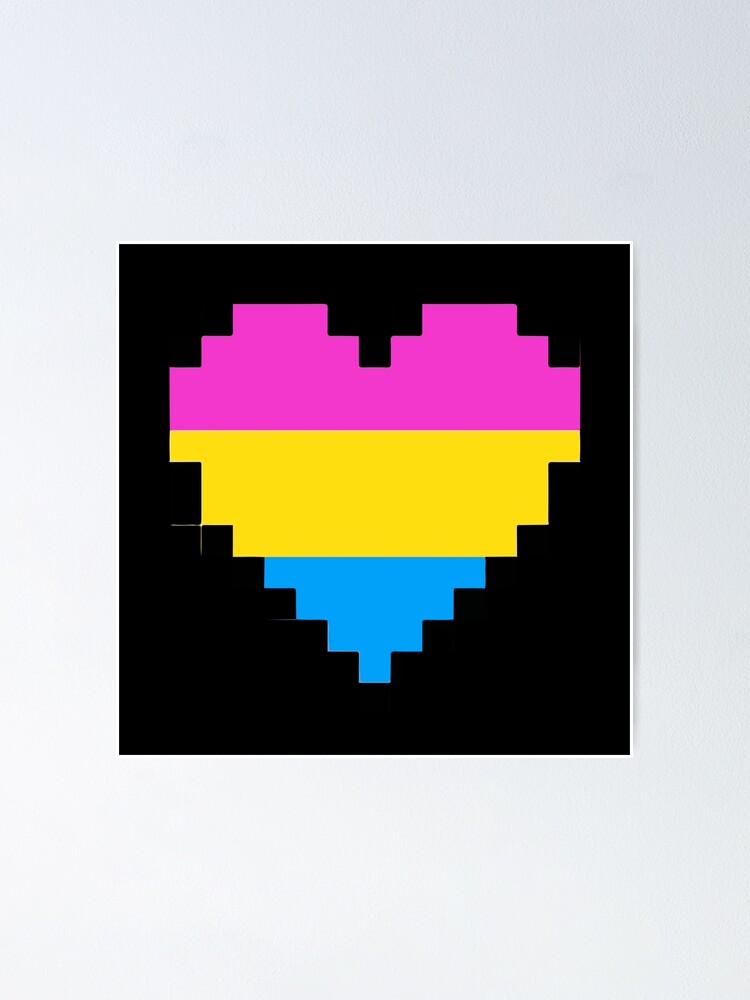 Póster «Pixel Heart Pansexual / Panromantic Pride Flag (fondo negro ...