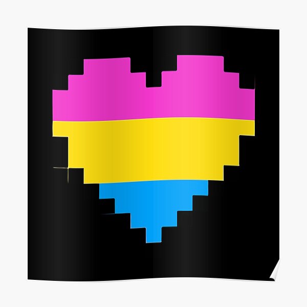 Póster «Pixel Heart Pansexual / Panromantic Pride Flag (fondo negro ...