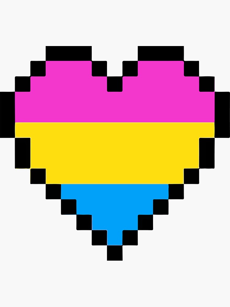 "Pixel Heart Pansexual/Panromantic Pride Flag (Black Background ...