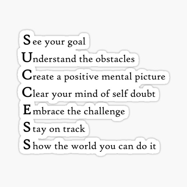 "Success See Your Goal Quote Art Design Inspiratio" Sticker for Sale by ...