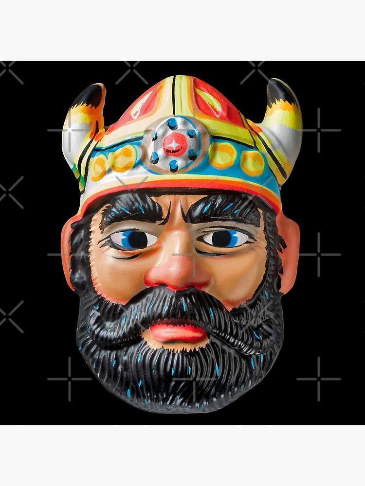 "Vintage VIKING KING with Horned Helmet Retro Halloween Face Mask ...