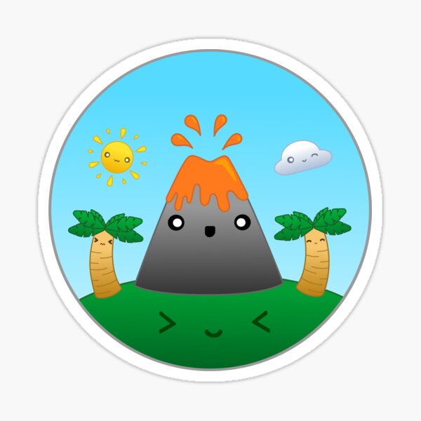"Happy Volcano + Friends! " Sticker for Sale by AJBaird | Redbubble
