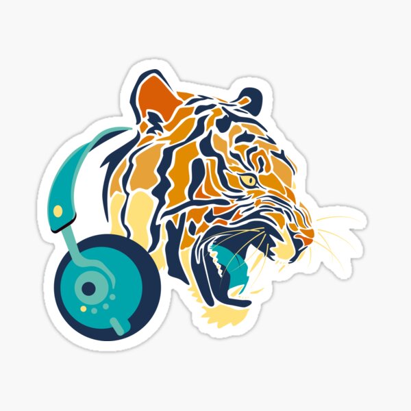 "Music Tiger" Sticker for Sale by Letter-Q | Redbubble