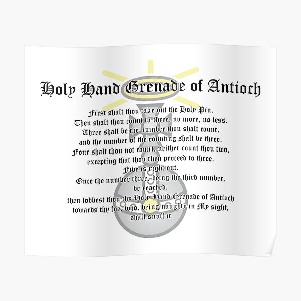 "Holy Hand Grenade of Antioch Scroll - Monty Python" Poster by ...