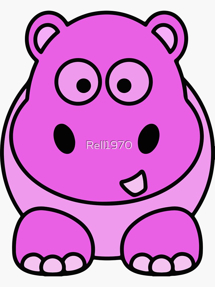 "Cute Pink Hippo" Sticker for Sale by Rell1970 | Redbubble
