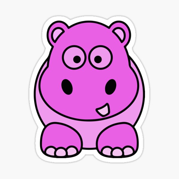 "Cute Pink Hippo" Sticker for Sale by Rell1970 | Redbubble
