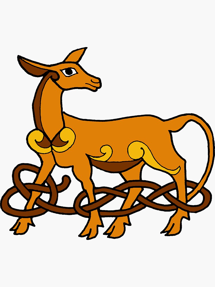 "Medieval Art Celtic Knot Brown Deer" Sticker for Sale by CroyleC ...