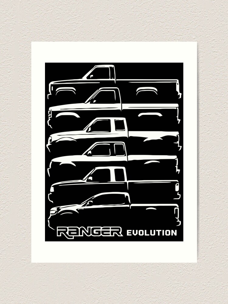 "1983-2019 Ford Ranger Pickup Truck Evolution Classic Outline" Art ...