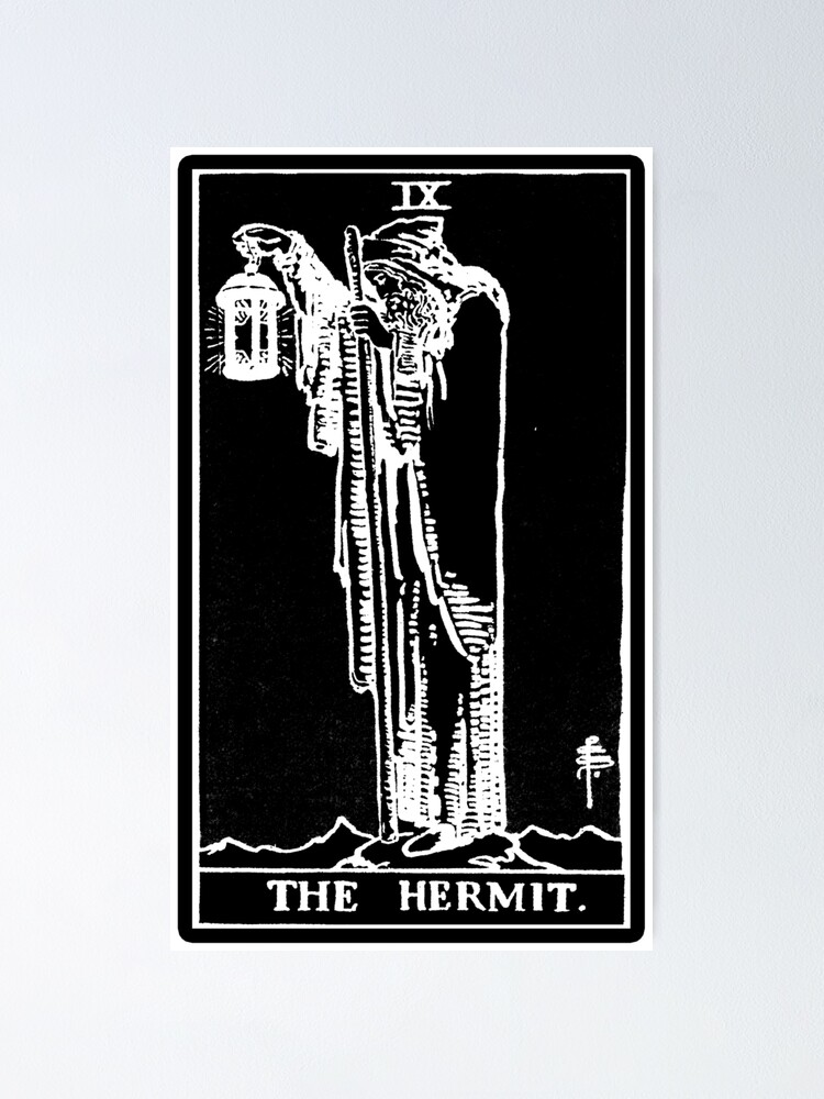"IX. The Hermit Tarot Card | Obsidian and Pearl" Poster by wildtribe ...