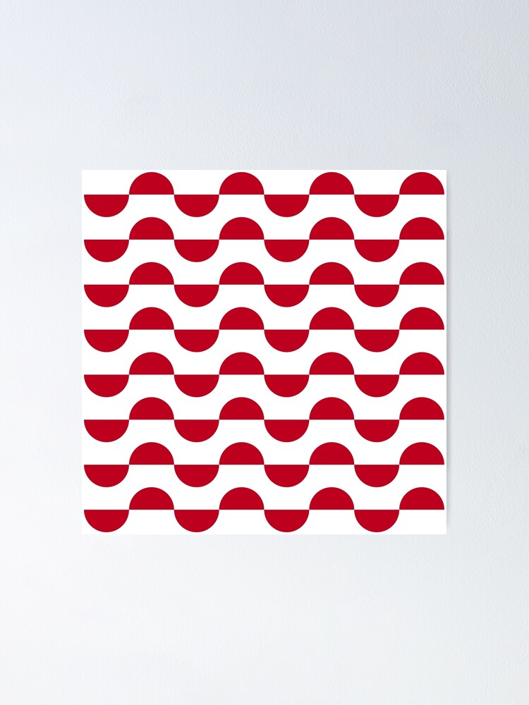 "Mid Century Modern geometric wave pattern - dark red (horizontal ...