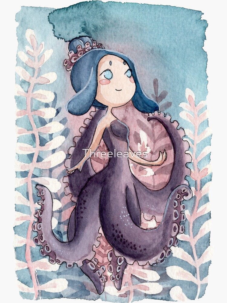 "Octopus Mermaid" Sticker for Sale by Threeleaves | Redbubble