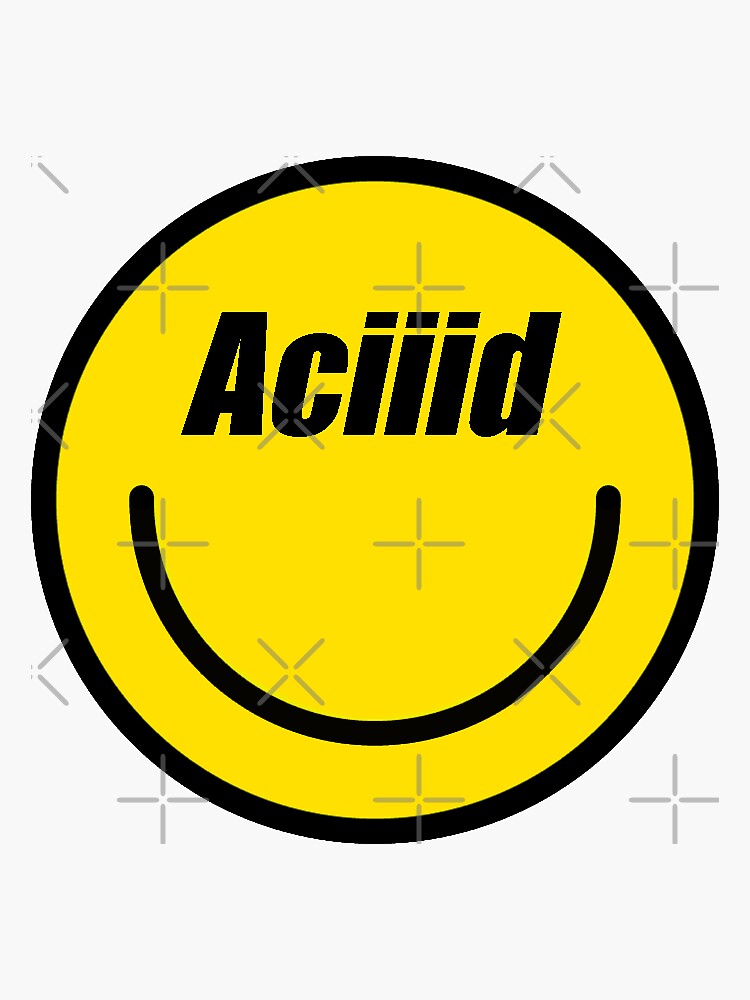 "Acid Smiley Face - Small Text" Sticker for Sale by AcidDesigns | Redbubble