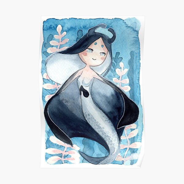 "Manta Mermaid" Poster for Sale by Threeleaves | Redbubble