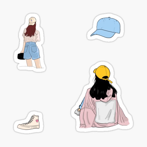 "Cute girl sticker set" Sticker for Sale by anemone-tea | Redbubble