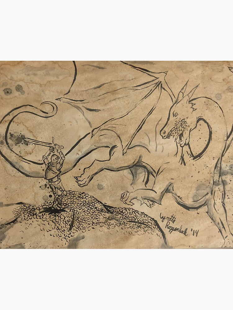 "Slaying the Dragon - Ink and Pen Drawing" Sticker for Sale by ...
