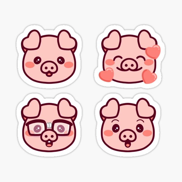 "Cute pigs emoji faces pack" Sticker for Sale by petinmypocket | Redbubble