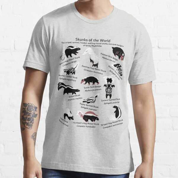 "Skunks of the World: Species of Family Mephitidae" T-shirt for Sale by ...