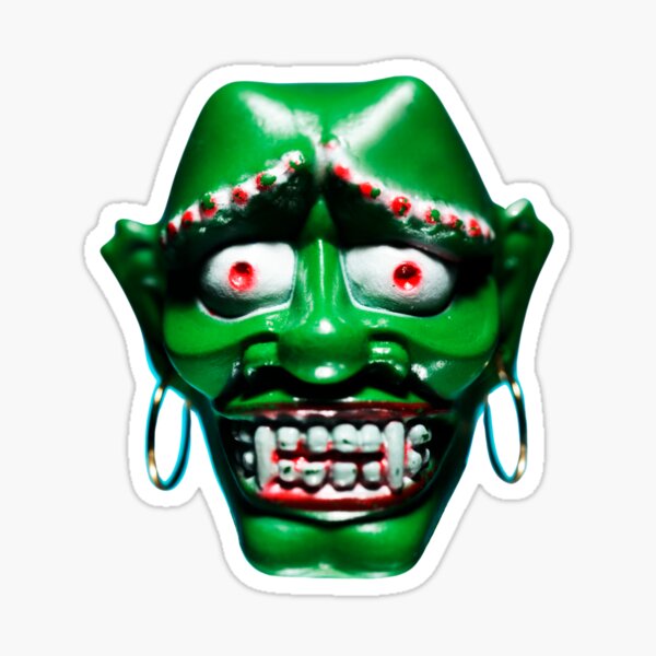 "Vintage VOODOO ZOMBIE DEMON Warrior with EARRINGS Retro Halloween Face ...