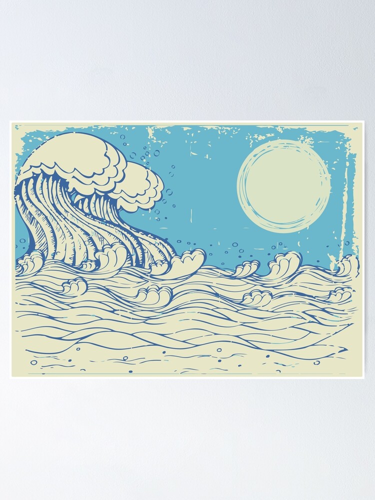 "Vintage ocean beach waves " Poster by Graphix-Space | Redbubble