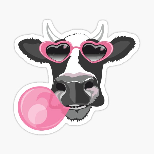 "cute cow blowing bubble gum " Sticker for Sale by Graphix-Space ...