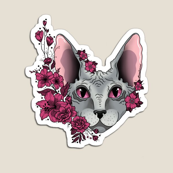 "Pink Sphinx Cat" Magnet for Sale by AnnaTrimmel | Redbubble