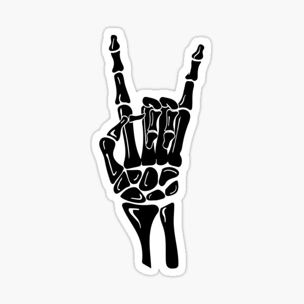 "Halloween Rockstar Skeleton Hand" Sticker by Scribbble | Redbubble