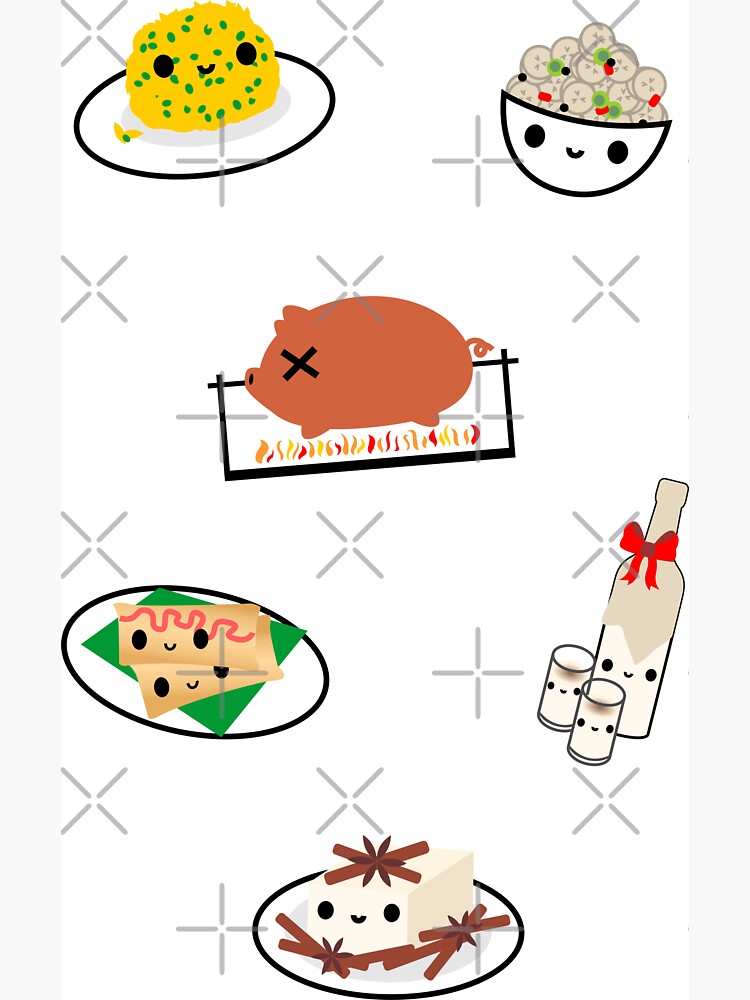 Imán con la obra «Comida Boricua Navidad Kawaii Puerto Rico Lechon ...