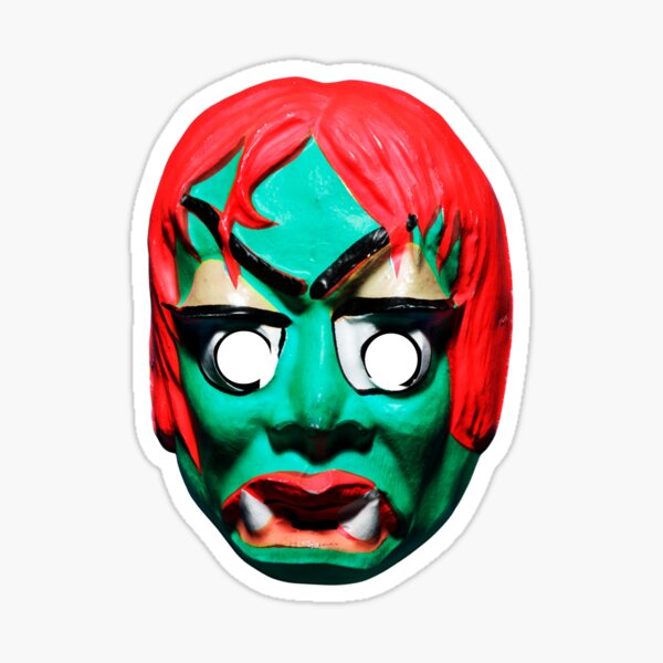 "Vintage GREEN SHE-DEMON with RED HAIR Retro Halloween Face Mask ...