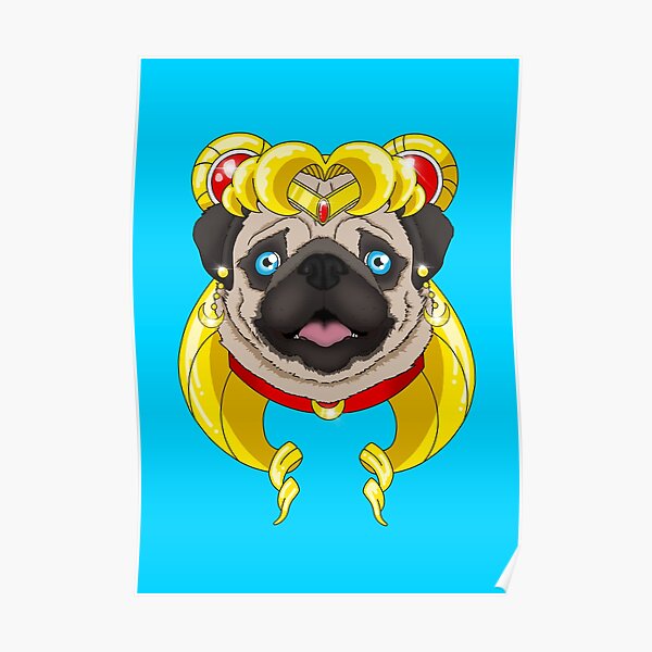 "Sailor Moon Pug" Poster for Sale by kidvid | Redbubble