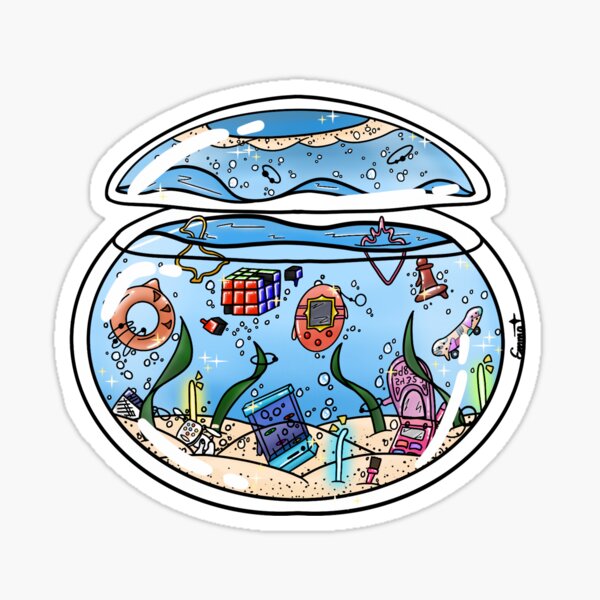 "Nostalgic Fishbowl" Sticker for Sale by MoogieTails | Redbubble