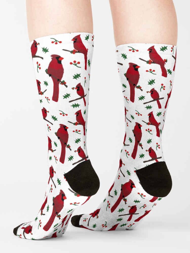 "Winter Cardinal" Socks for Sale by PeachPaisleyPro | Redbubble