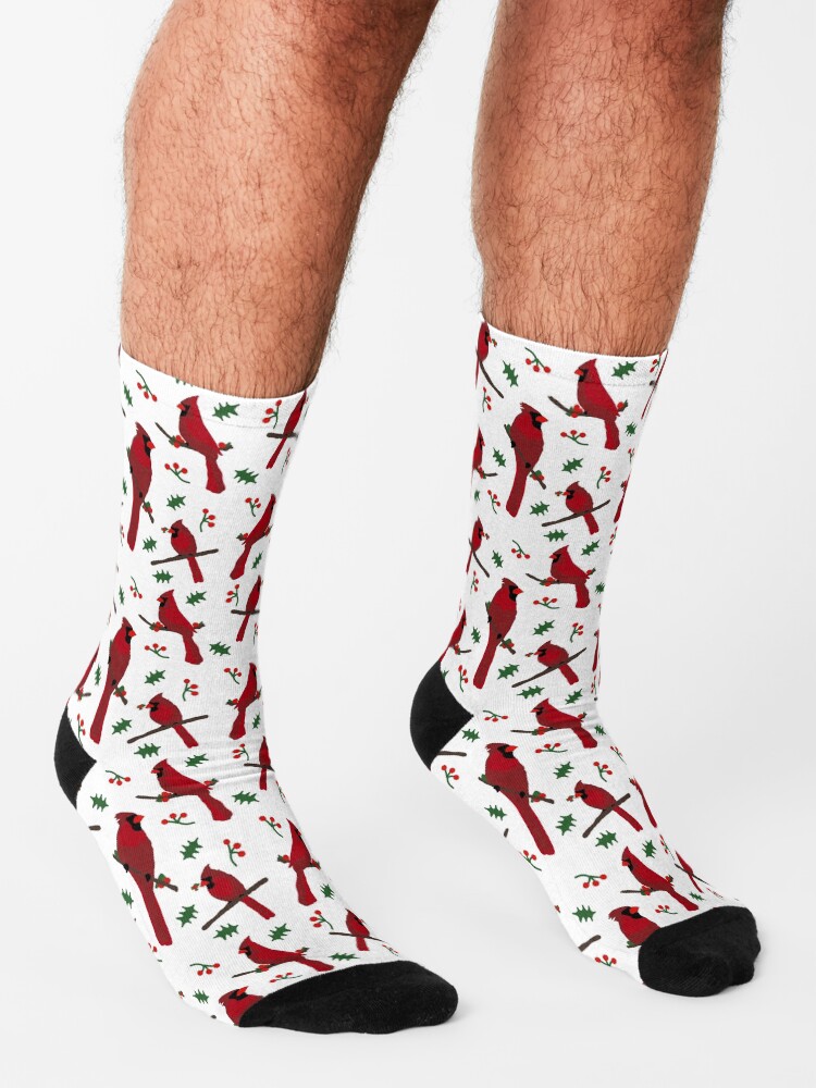"Winter Cardinal" Socks for Sale by PeachPaisleyPro | Redbubble