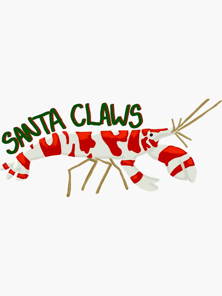 ""Santa Claws" Candy Cane Shrimp" Sticker for Sale by Squiddllr | Redbubble