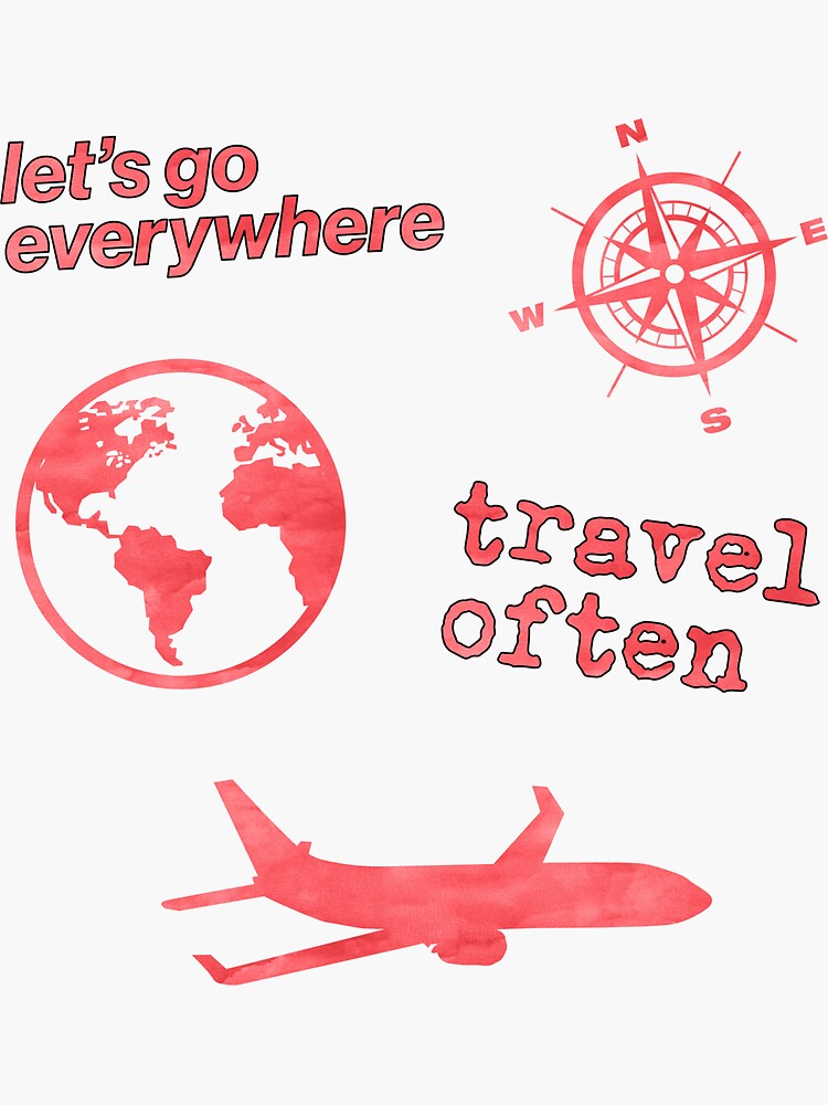 "red watercolor let's go everywhere pack" Sticker for Sale by ...