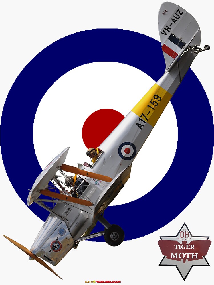 "RAF Roundel & Motif -Tiger Moth VH-AUZ 20141004" Sticker for Sale by ...