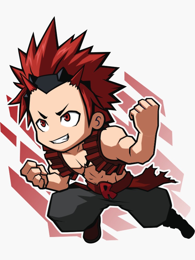 Pegatina «Kirishima Eijirou (Red Riot) Chibi - MHA» de eidlike | Redbubble